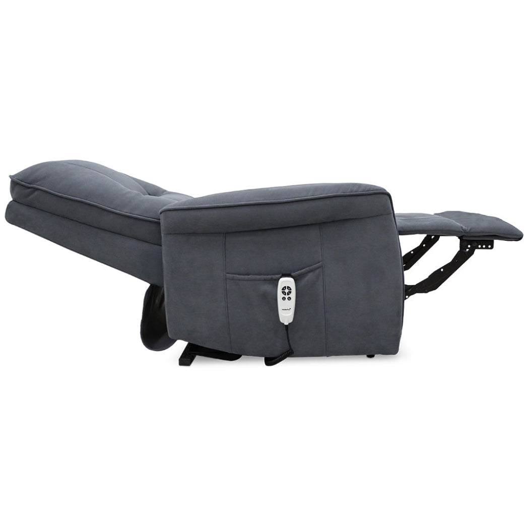 Connaught Riser Recliner with Heat and Massage - Charcoal Grey Suede F ...