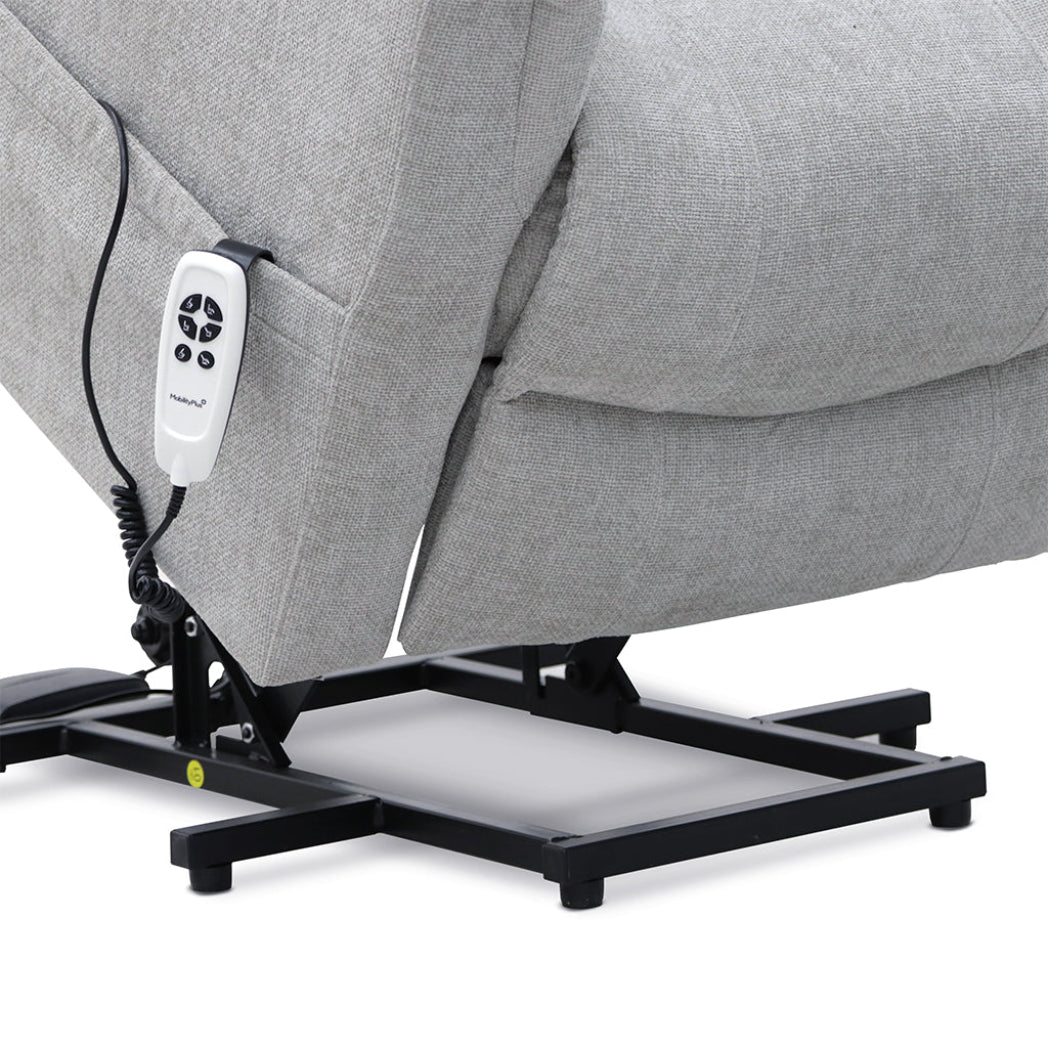 Corinthia Riser Recliner with Heat and Massage - Light Grey Chenille F ...