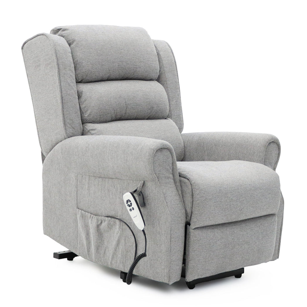 Dorchester Dual Motor Riser Recliner - Grey Chenille Fabric ...