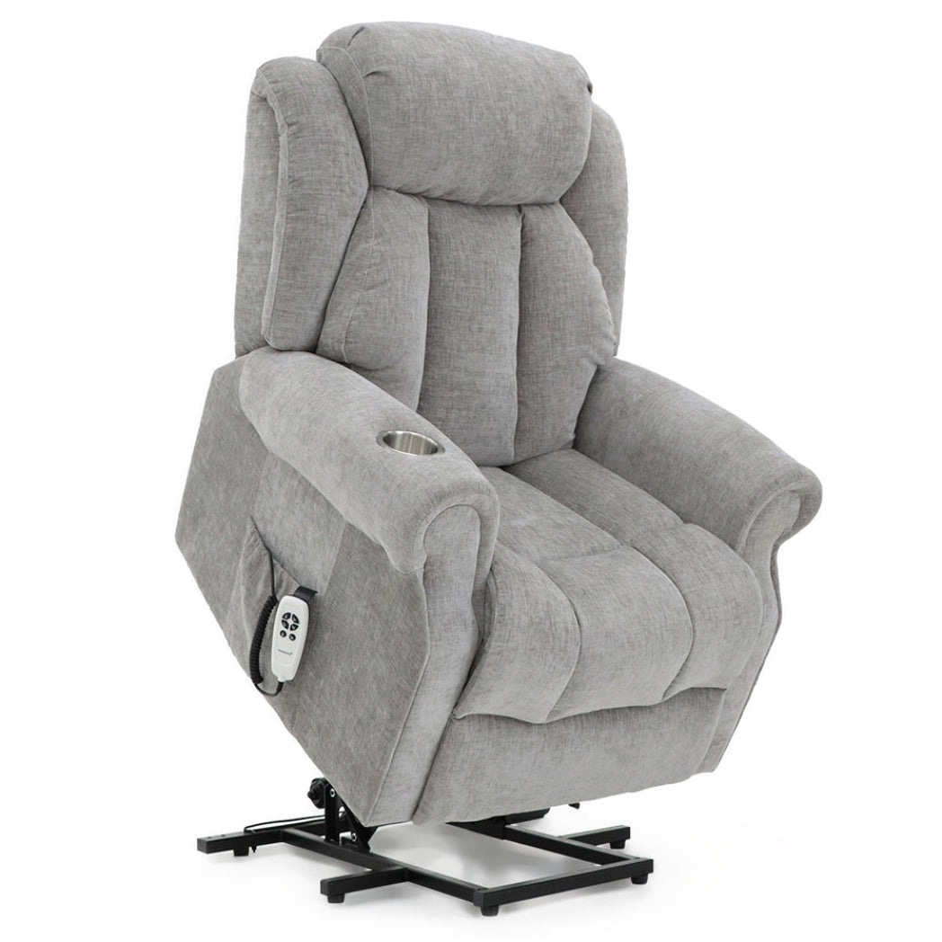 Langham Riser Recliner with Heat and Massage - Grey Chenille Fabric ...