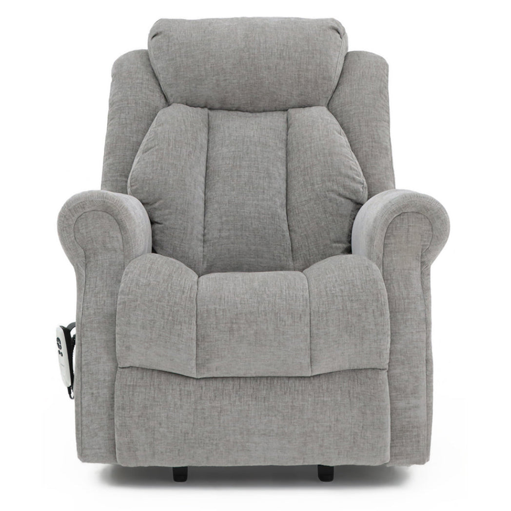 Langham Riser Recliner with Heat and Massage - Grey Chenille Fabric ...