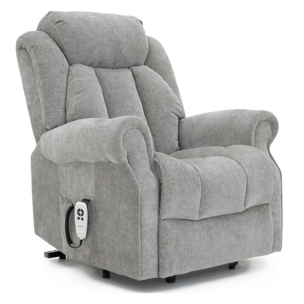 Langham Riser Recliner with Heat and Massage - Grey Chenille Fabric ...